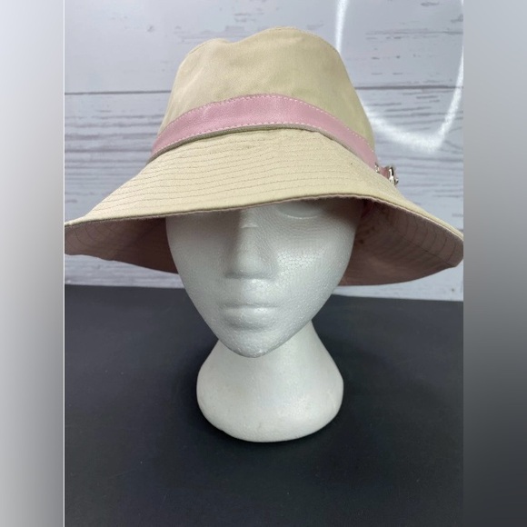 Coach | Accessories | Coach Tan And Pink Widebrimmed Sun Hat | Poshmark